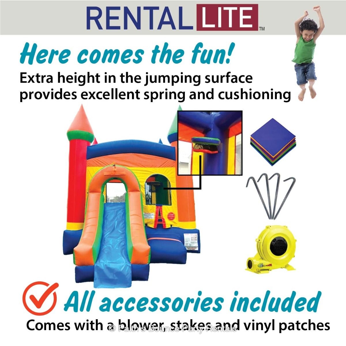 Rainbow Bounce House With Water/Dry Slide - Hire in WA | Faith's Bounce ...